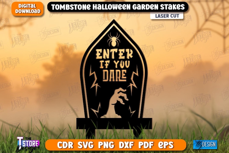 3d Halloween Tombstone Garden Stakes Laser Cut Bundle, Spooky Wooden ...