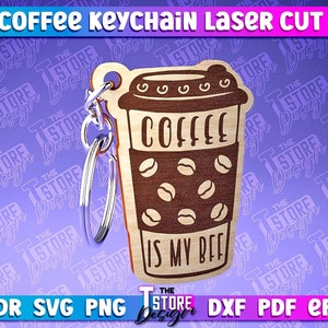 Coffee Keychain Laser Cut Bundle | Coffee Cup Keychain Laser Cut SVG ...