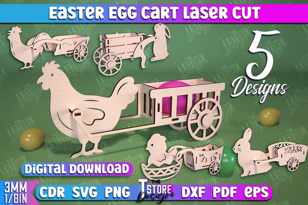 Easter Egg Cart Laser Cut Bundle, Easter Bunny Candy Carts, 3d Easter ...