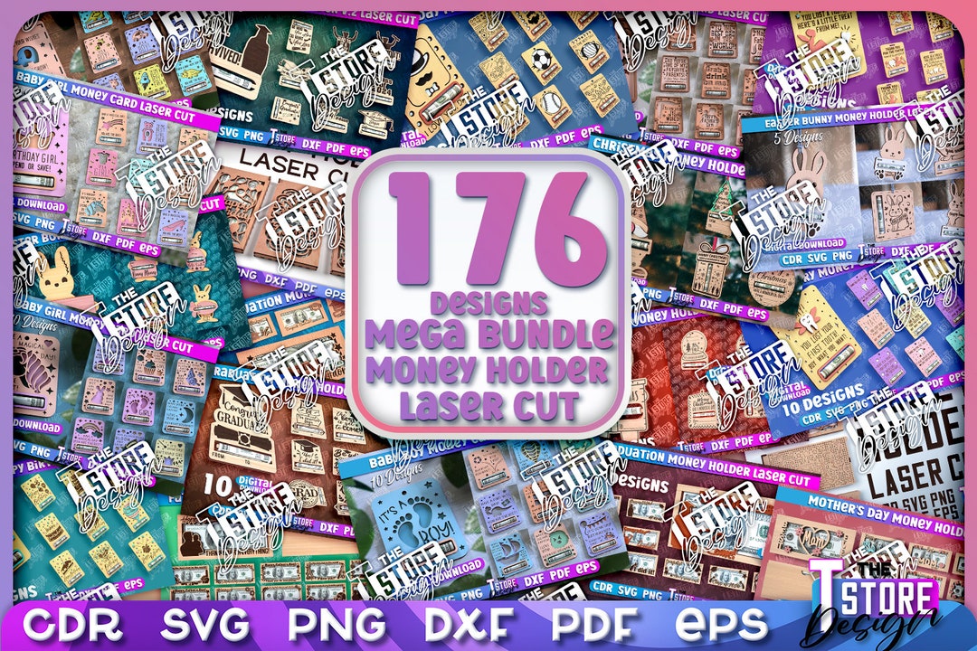 Money Holder Laser Cut Mega Bundle | Money Card Lasecut Files | Home ...