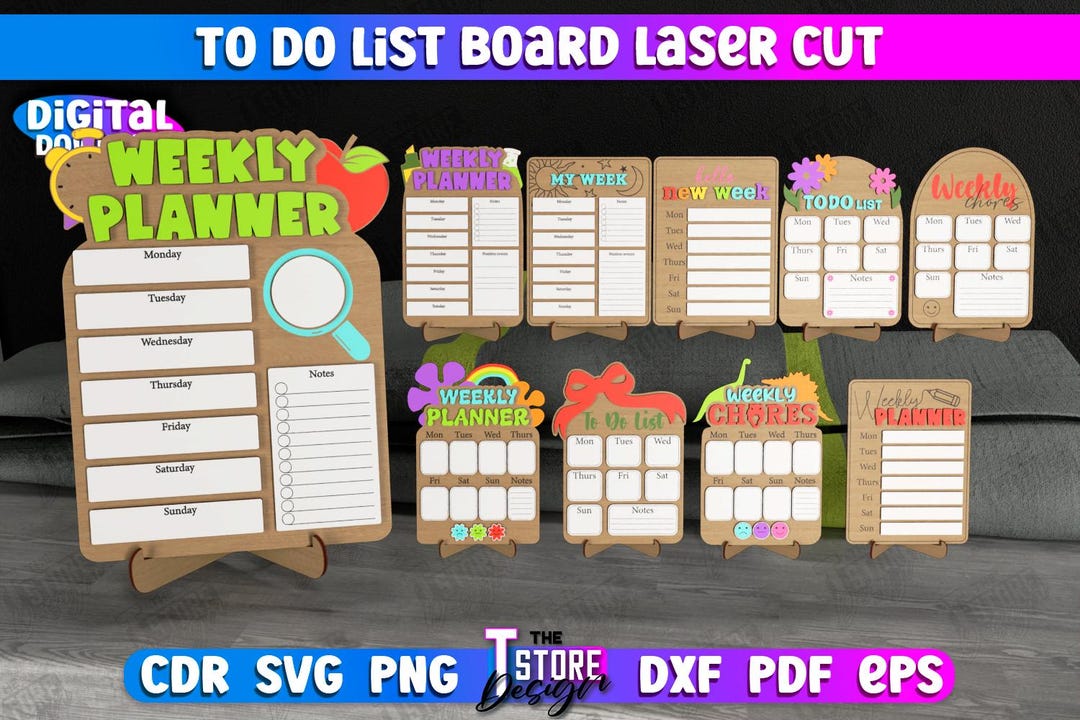 3d to Do List Boards Laser Cut Bundle, Weekly Planner Signs Laser Cut ...
