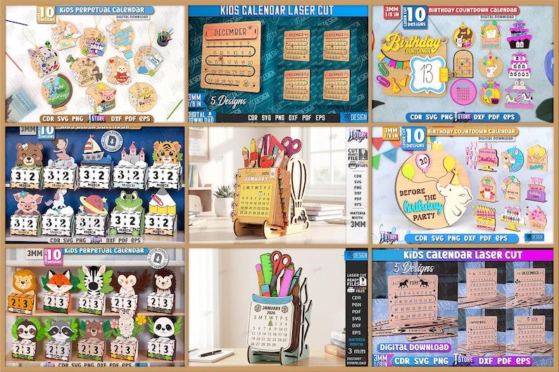 188 Calendars Laser Cut Mega Bundle, 3d Perpetual Calendar Laser Cut ...