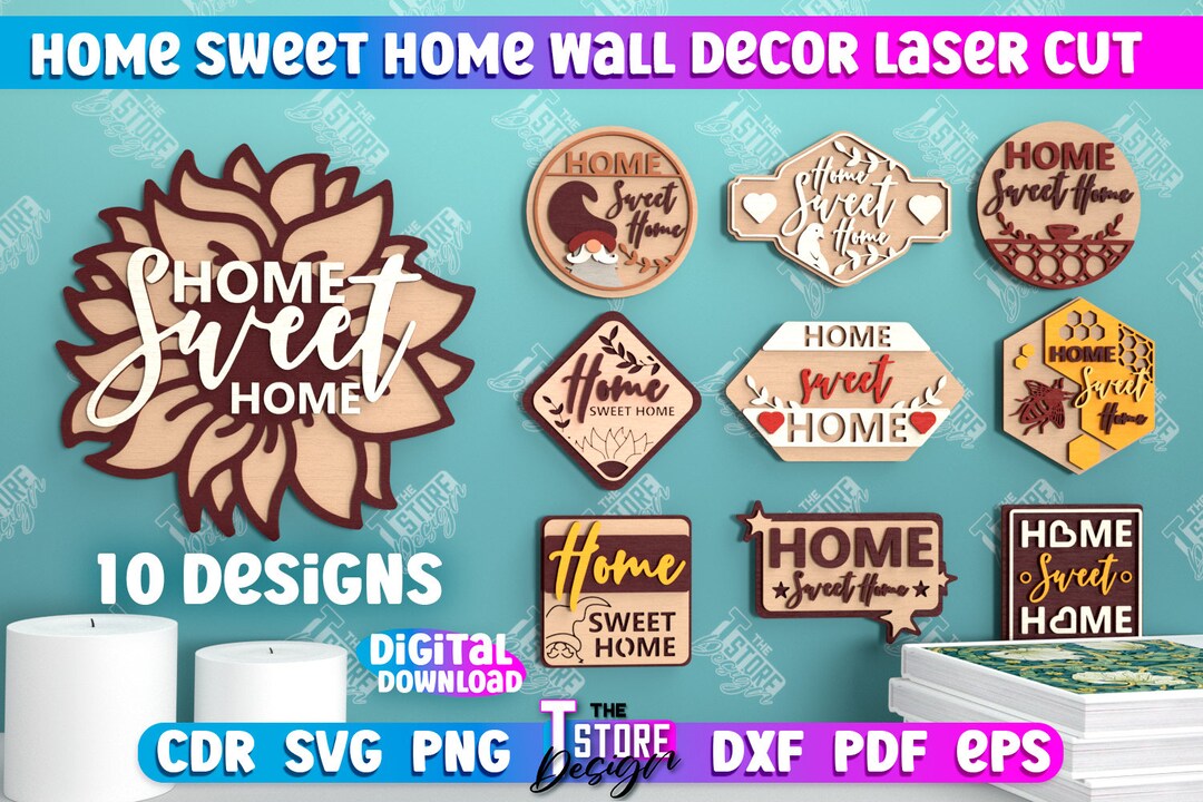 Home Sweet Home Signs Wall Decor Laser Cut, Entryway Wall Signs, Custom ...