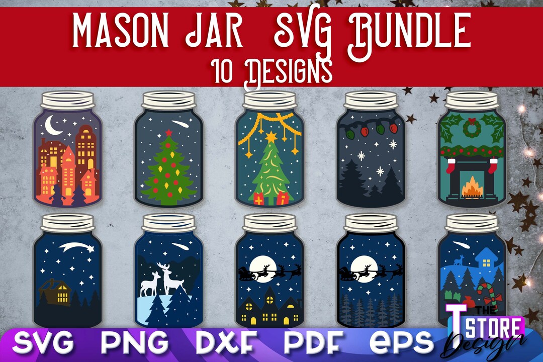 Mason Jar SVG Bundle | Paper Crafts | Layered Mason Jar SVG | Mason Jar ...