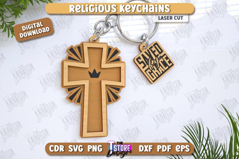 Religious Keychains Laser Cut Bundle, Christian Cross Keychains ...