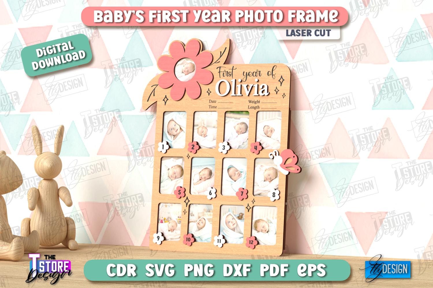 Baby’s First Year Photo Frame Laser Cut Bundle, Newborn Memory Keepsake ...