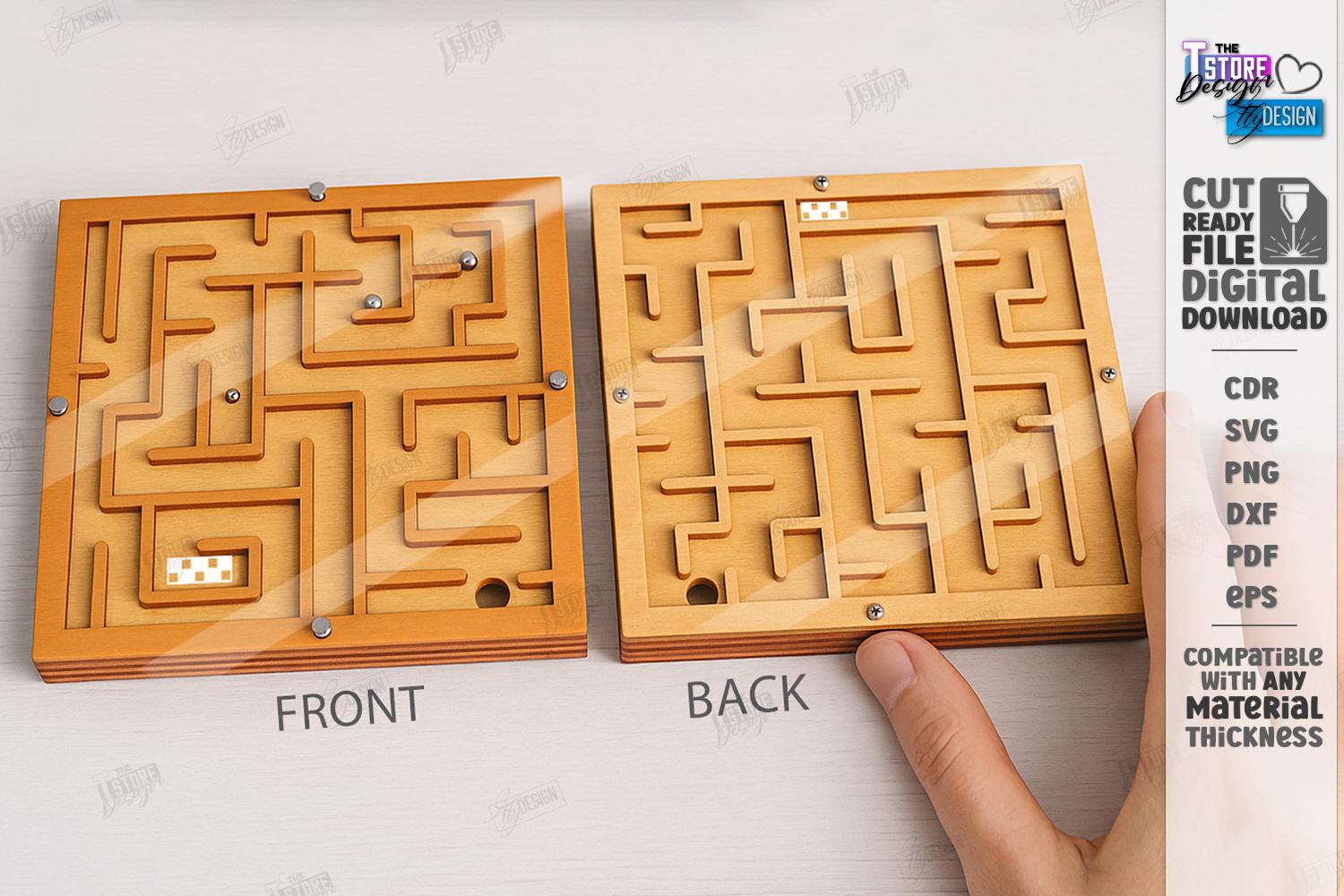 Pocket Wooden Maze Game Laser Cut Bundle, 3d Labyrinth Maze Toys, Maze ...