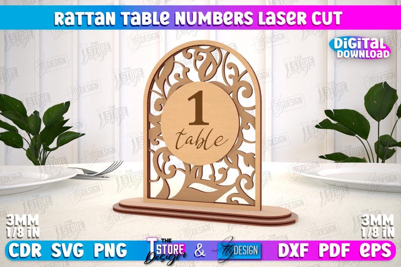 Rattan Wedding Table Numbers for Laser Cut, Rattan Table Numbers ...