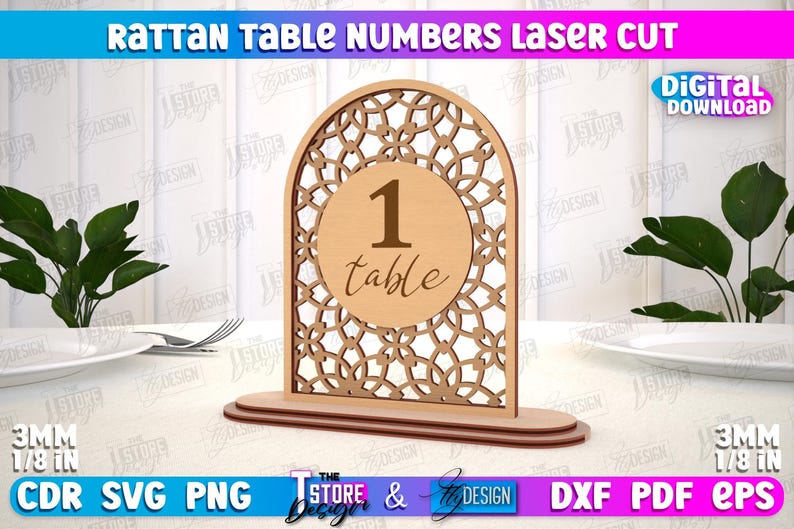 Rattan Wedding Table Numbers for Laser Cut, Rattan Table Numbers ...