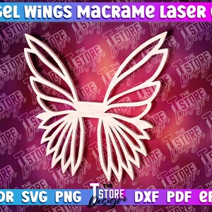 Angel Wings Macrame Base SVG / Angel Wings Laser Design / Wings Macrame ...