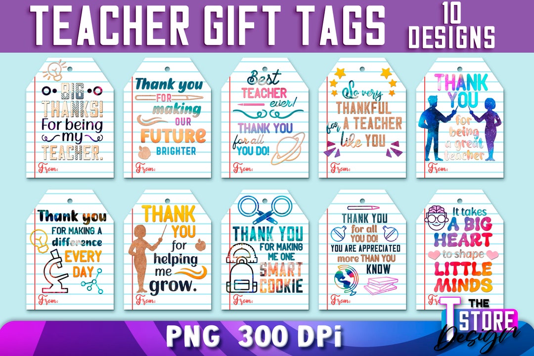 Teacher Gift Tags PNG Bundle Teacher Gift Card PNG Design Teacher ...