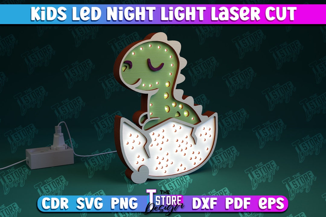 Kids Wooden Led Night Lamps Bundle | 3D Animals Led Light Box Lasercut ...