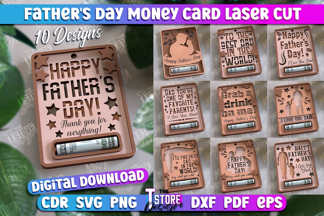 Dad Money Card Lasercut Bundle, Father's Day Money Holders, 3d Dad ...