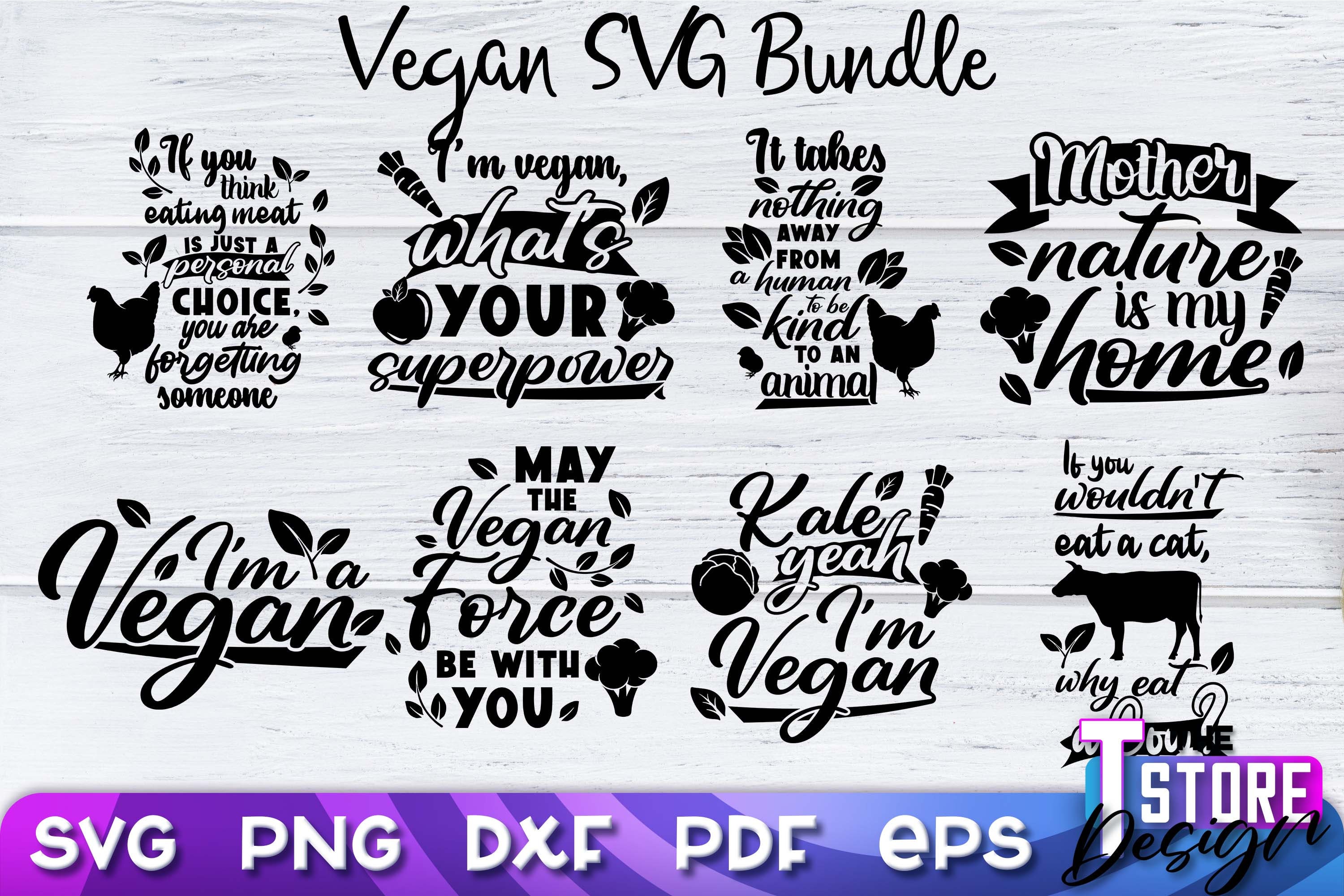 Vegan SVG Bundle Organic SVG Vegan Quotes - Etsy