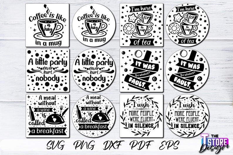 Coasters SVG Bundle Coffee Quotes Design Funny Quotes - Etsy Australia