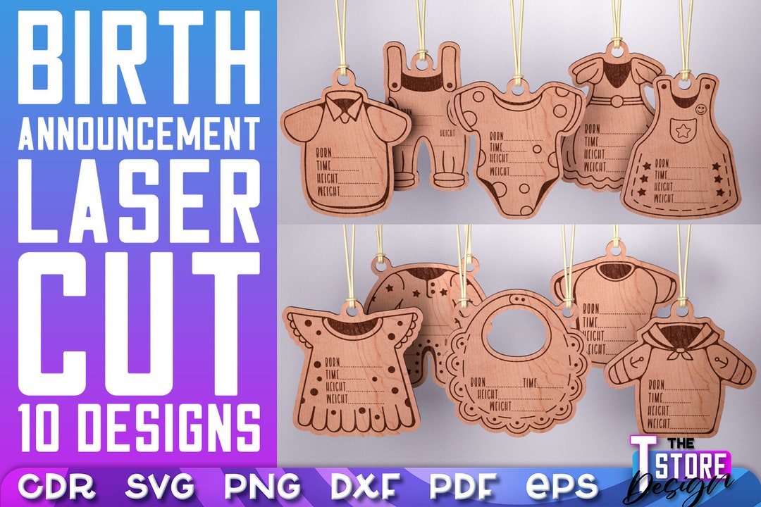 Birth Announcement Laser Cut SVG Bundle | Birth SVG Design | Laser Cut ...