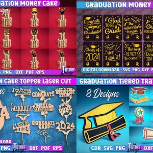 Graduation Mega Bundle | Mega Grad SVG Bundle | Class of 2024 Laser Cut ...