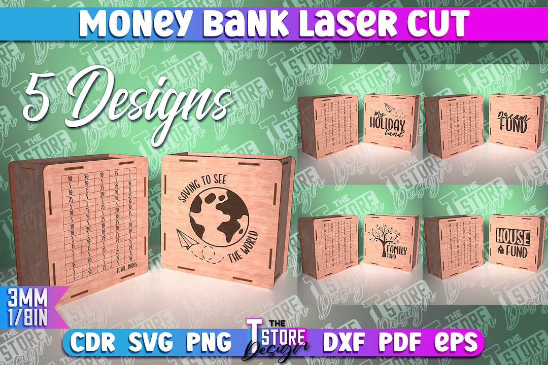 Wood Money Box SVG| Money Box SVG| Money Box Laser Cut| Target Piggy ...