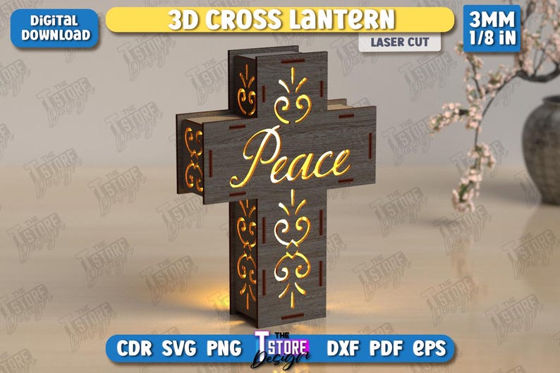 3D Cross Lantern Lasercut Bundle, Cross Standing Lamps, Christian Home ...