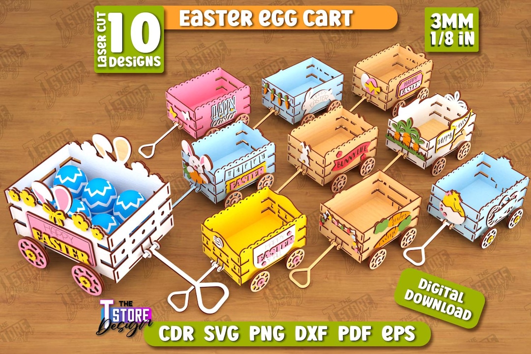 Easter Egg Cart Lasercut Bundle, Easter Bunny Candy Carts, Easter Bunny ...