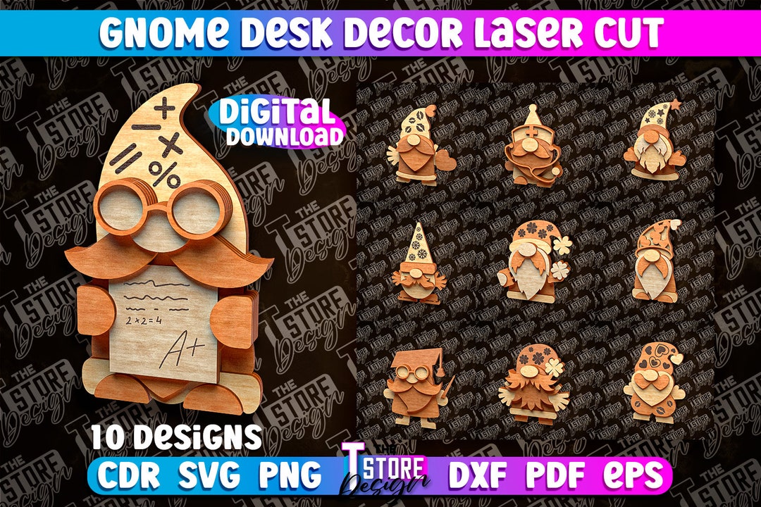 Gnome Desk Decor Laser Cut | Gnome SVG Design | Laser Gnome Stand SVG ...