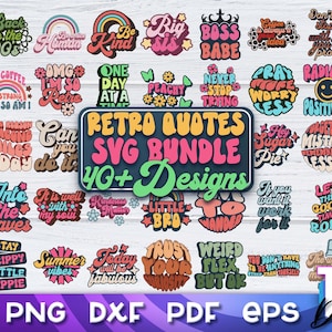 Retro Quotes SVG Bundle Retro Hippie SVG Vintage SVG V.2 - Etsy