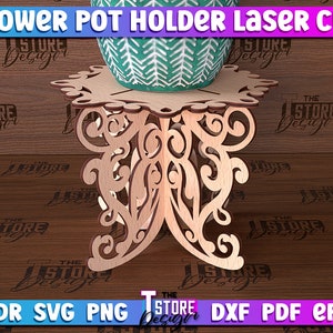 Flower Pot Holder Laser Cut |3D Plant Pot Stand Laser | Potted Plant ...