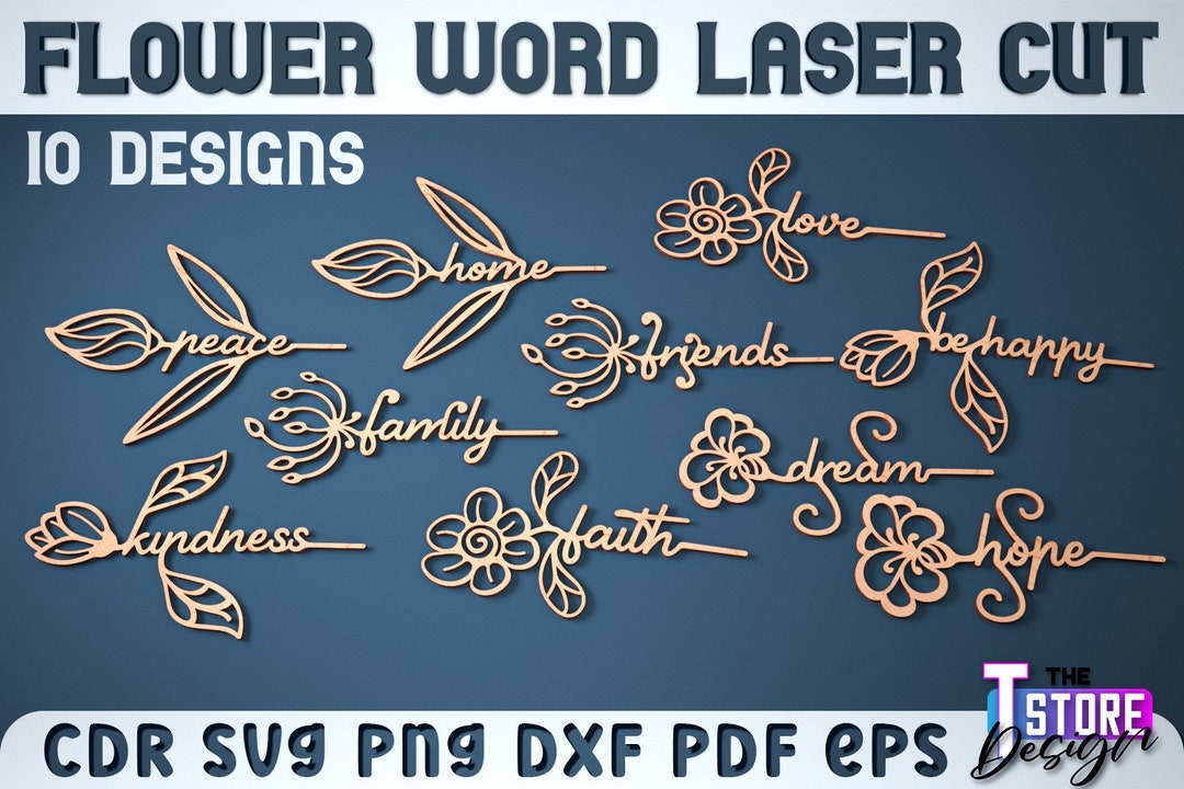 Flower Word Laser Cut | Home SVG Design | Laser Cut Files | Flower Word ...