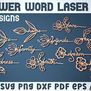 Flower Word Laser Cut Home SVG Design Laser Cut Files Flower Word ...