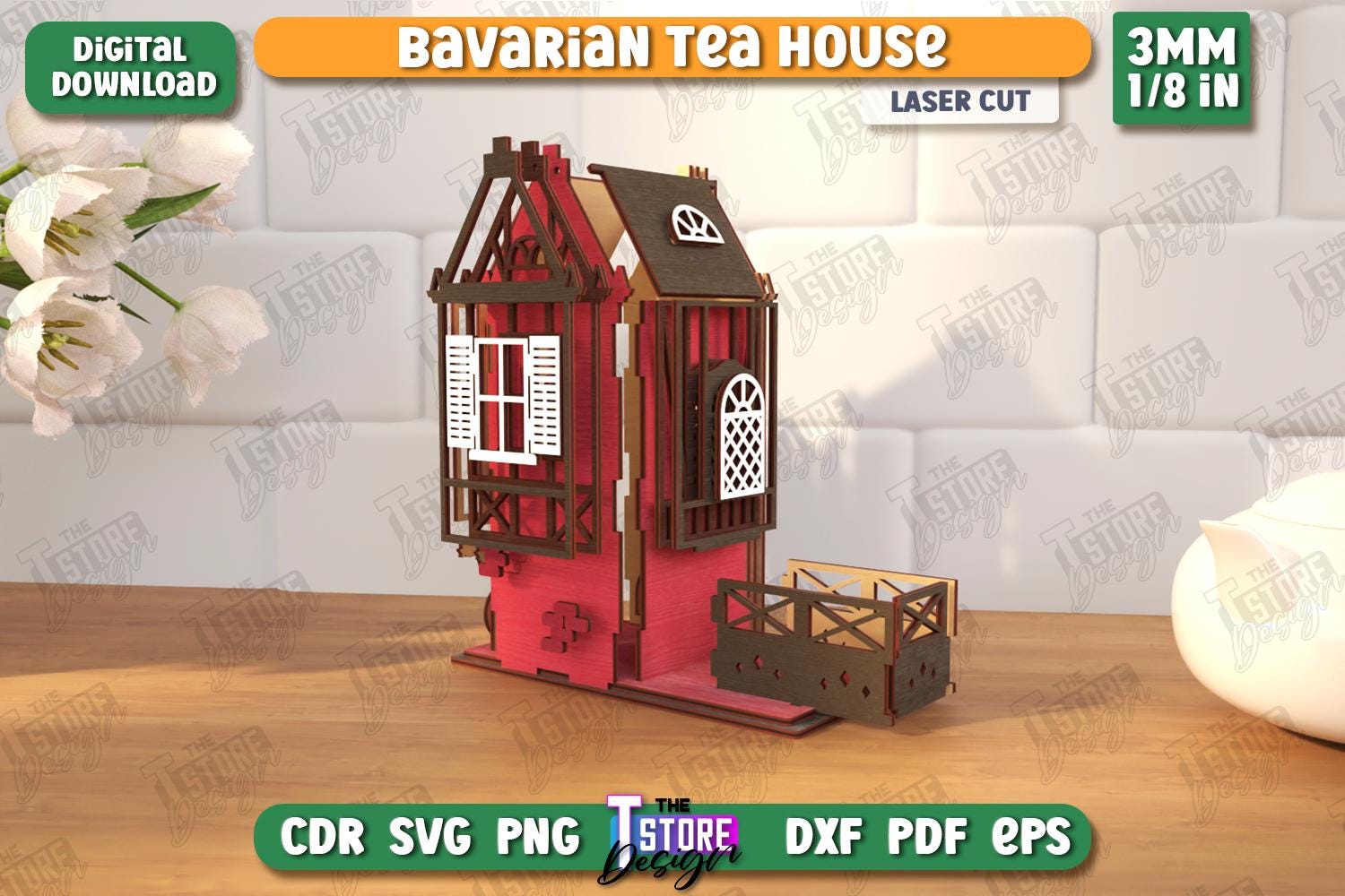 Bavarian Tea Houses Laser Cut Bundle, Tea Bag Dispenser, Bavarian House ...