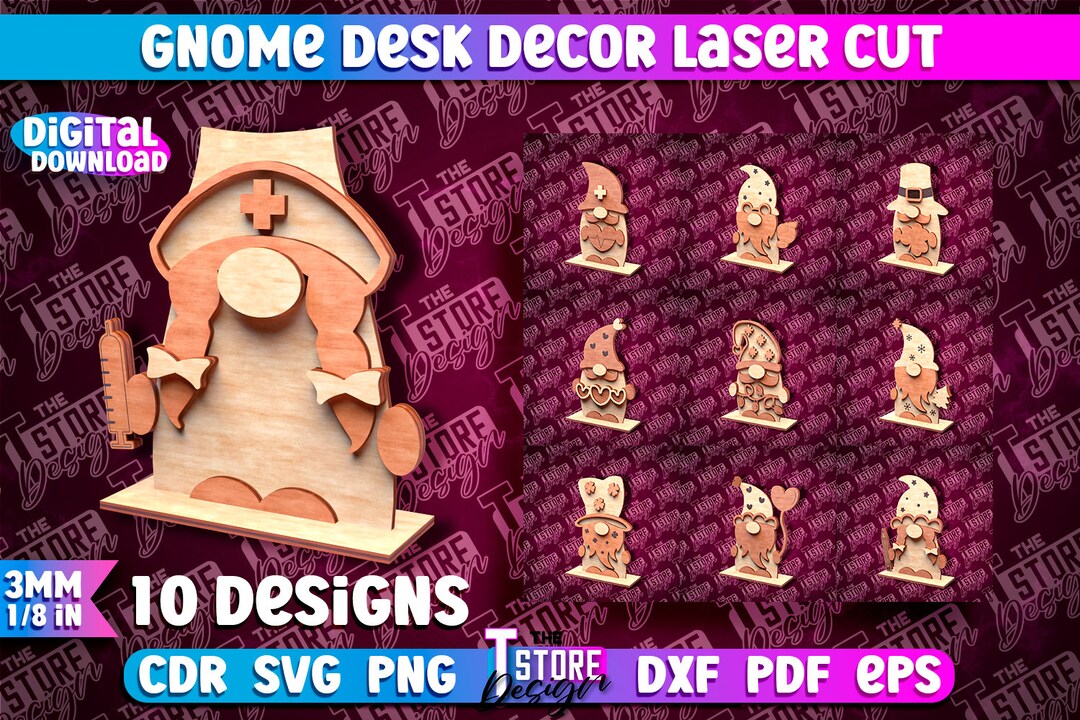 Gnome Desk Decor Laser Cut | Gnome SVG Design | Laser Gnome Stand SVG ...