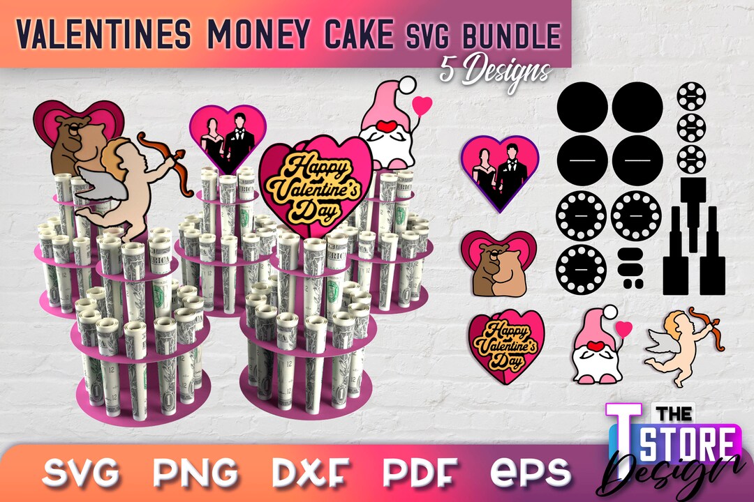 Valentine's Money Cake SVG Bundle Money Holder SVG Design Paper Crafts ...