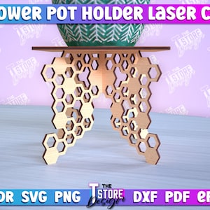 Flower Pot Holder Laser Cut | 3D Plant Pot Stands Lasercut Bundle ...