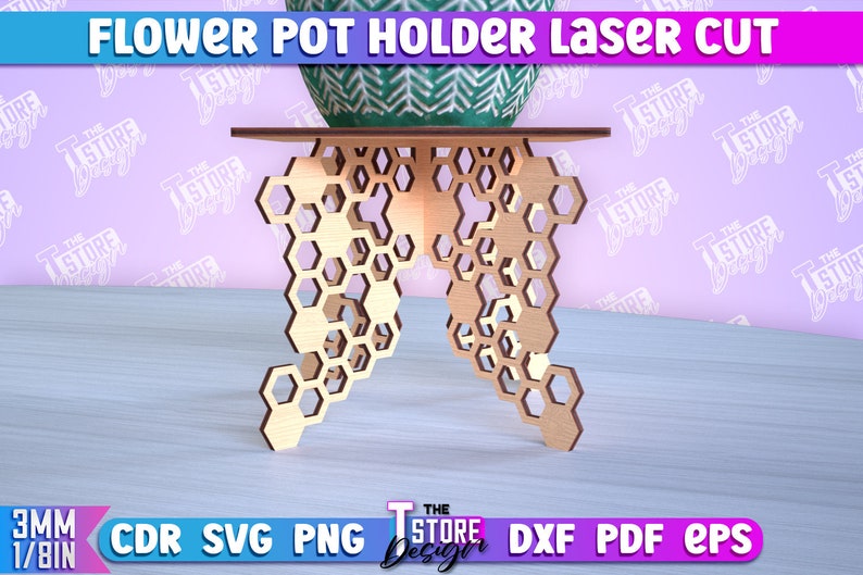 Flower Pot Holder Laser Cut | 3D Plant Pot Stands Lasercut Bundle ...