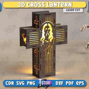 3D Cross Lantern Lasercut Bundle, Cross Standing Lamps, Christian Home ...