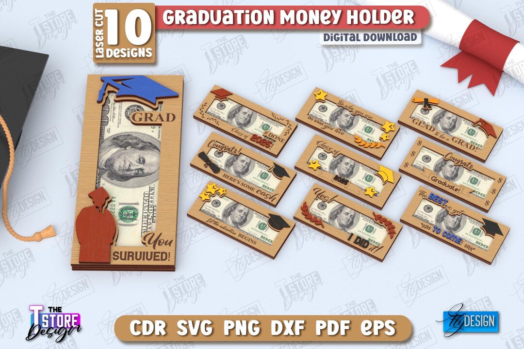 Graduation Money Holder Lasercut Bundle, Graduation Cash Holder, Class ...