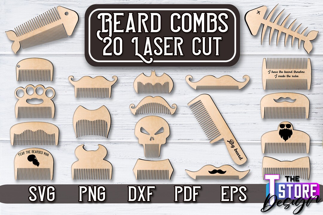 Beard Comb Laser Cut | Beard SVG Design | Laser Cut Files | CNC Files ...