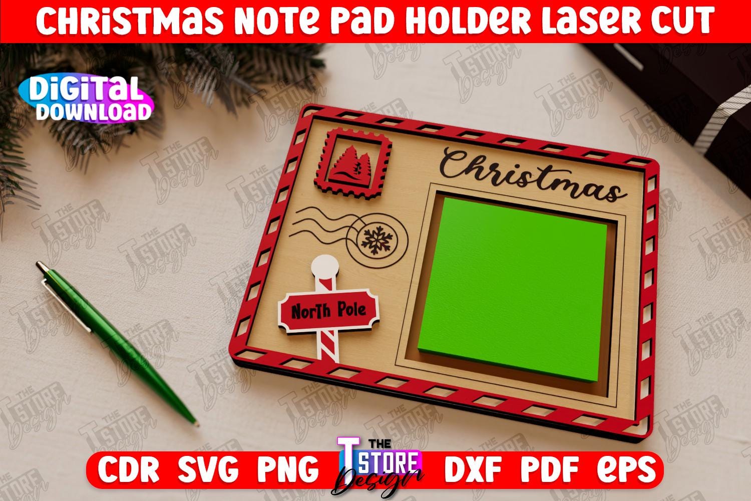 Christmas Note Pad Laser Cut SVG Bundle, Santa's Sticky Note Holder ...