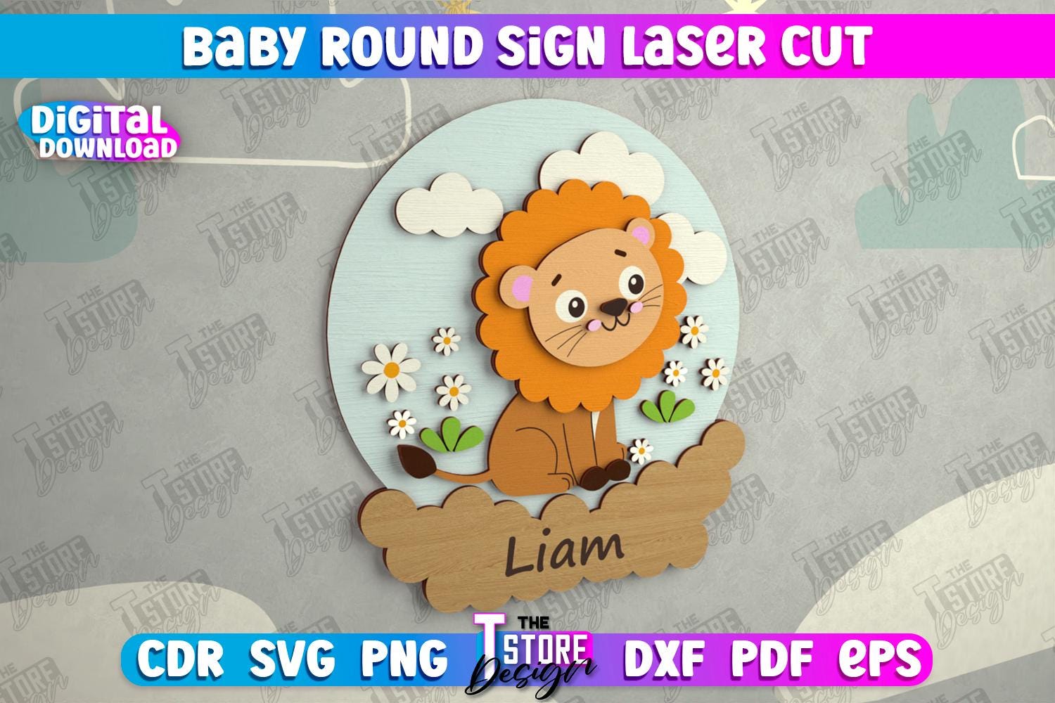Baby Name Sign SVG Bundle, Nursery Round Sign Animals, Personalized ...