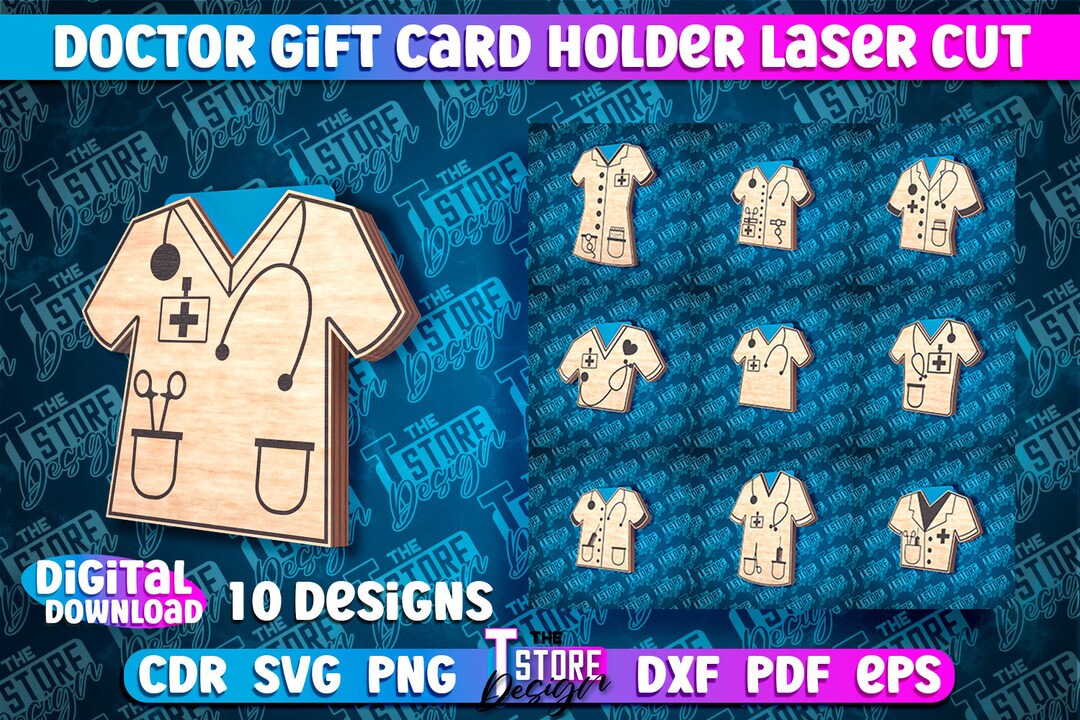 Doctor Gift Card Holder Laser Cut SVG Bundle | Nurse Card Holder SVG ...