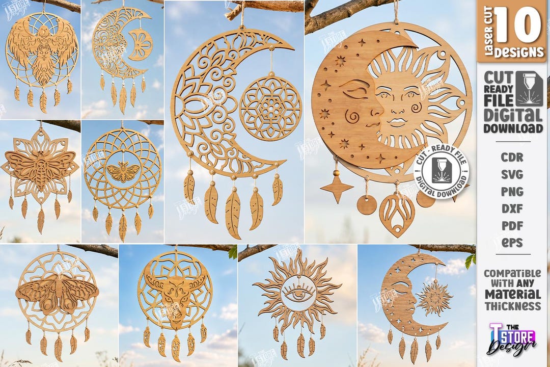 Atrapasueños svg - Decoración de pared bohemia cortada con láser ...