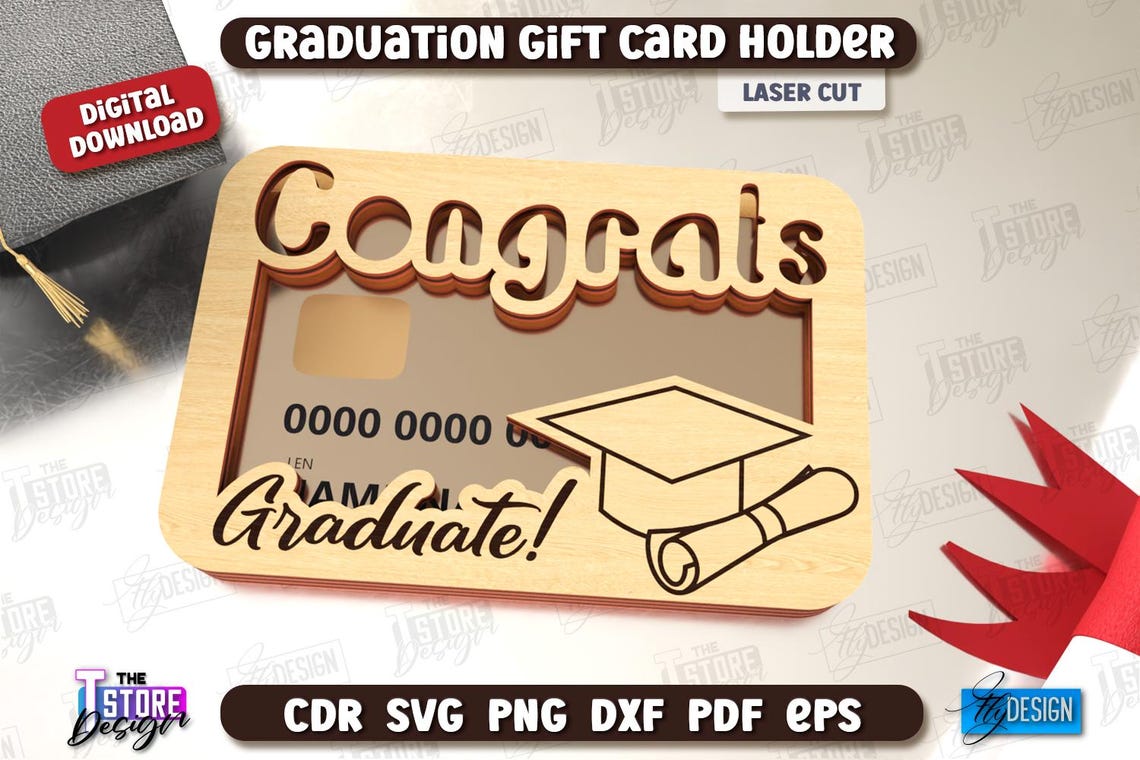 Graduation Gift Card Holder Laser Cut Bundle, Class of 2025 SVG ...