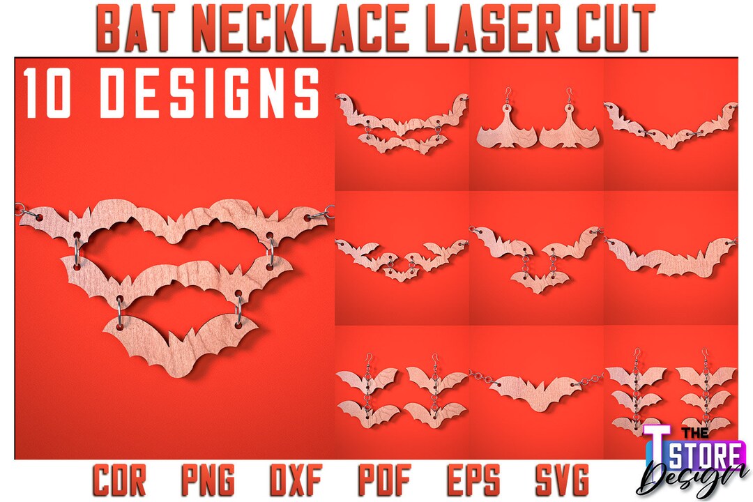 Bat Necklace Laser Cut SVG Bundle | Halloween SVG Design | Halloween ...