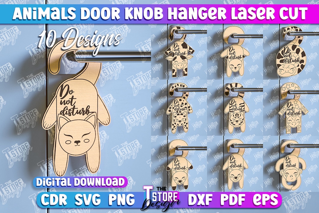 Kids Animal Door Hangers Lasercut | Monkey Door Handle Hanger | Door ...