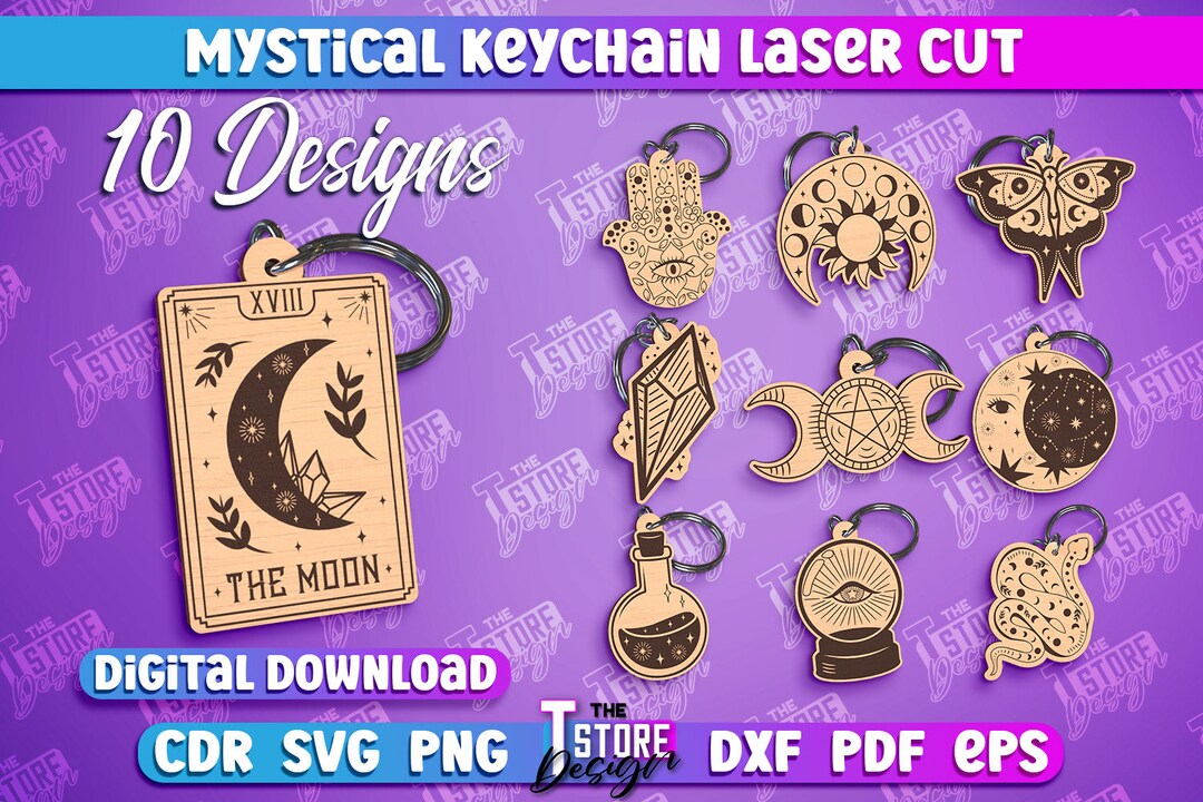Mystical Keychain Laser Cut Files | Celestial Keychain Lasercut | Boho ...