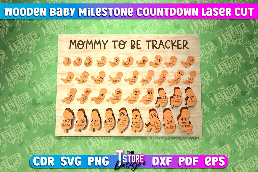 Wooden Baby Milestone Countdown | Pregnancy Countdown Laser Cut ...