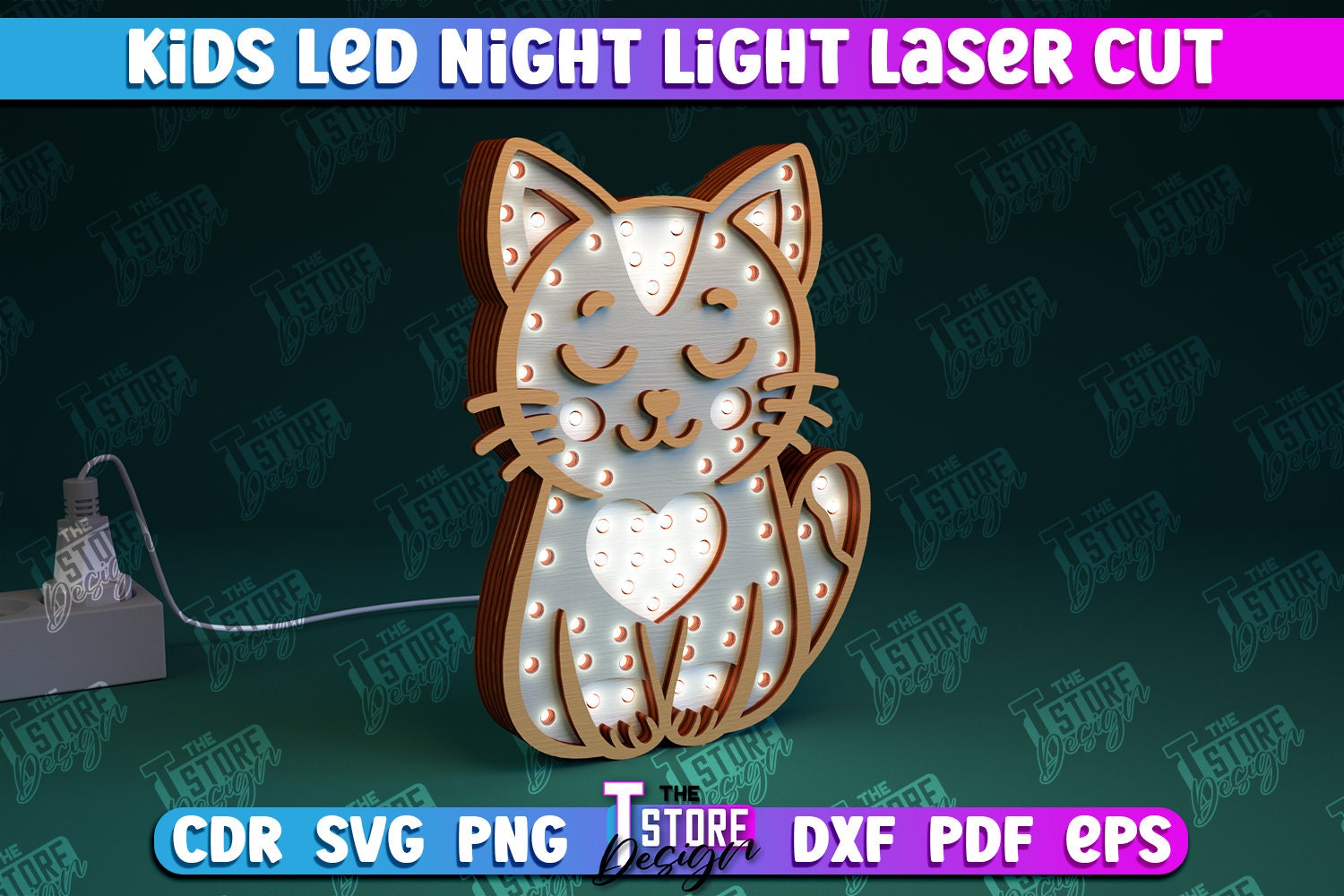Kids Wooden Led Night Lamps Bundle | 3D Animals Led Light Box Lasercut ...