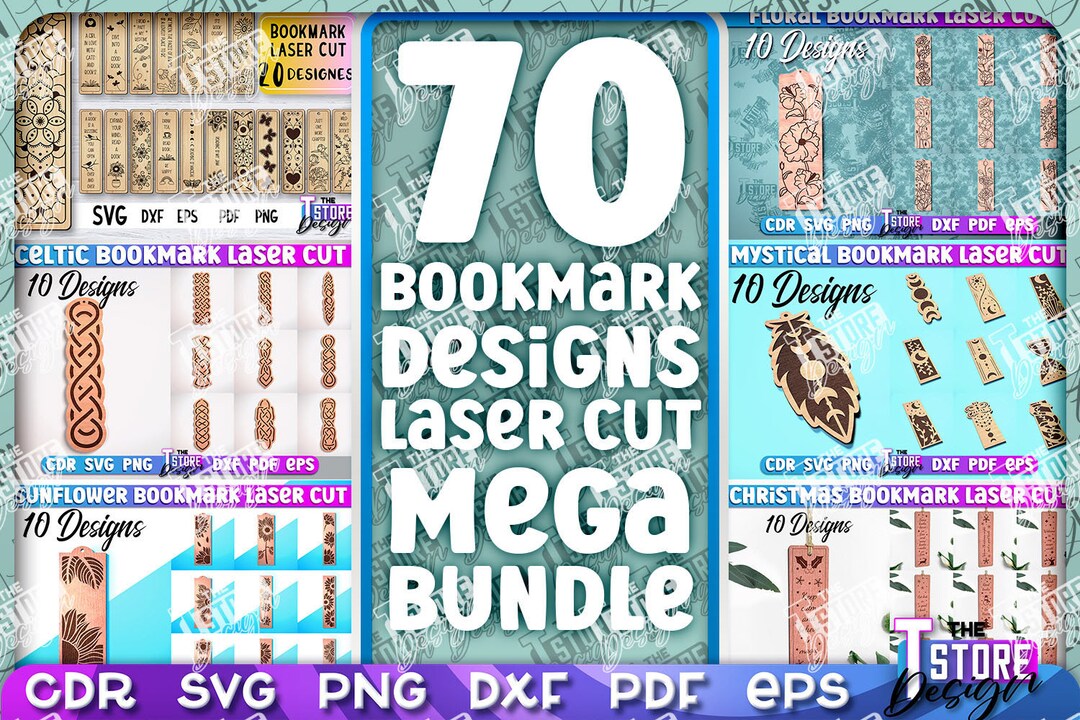 Bookmark Laser Cut Mega Bundle SVG | Bookmark CNC Files | Book Lover ...