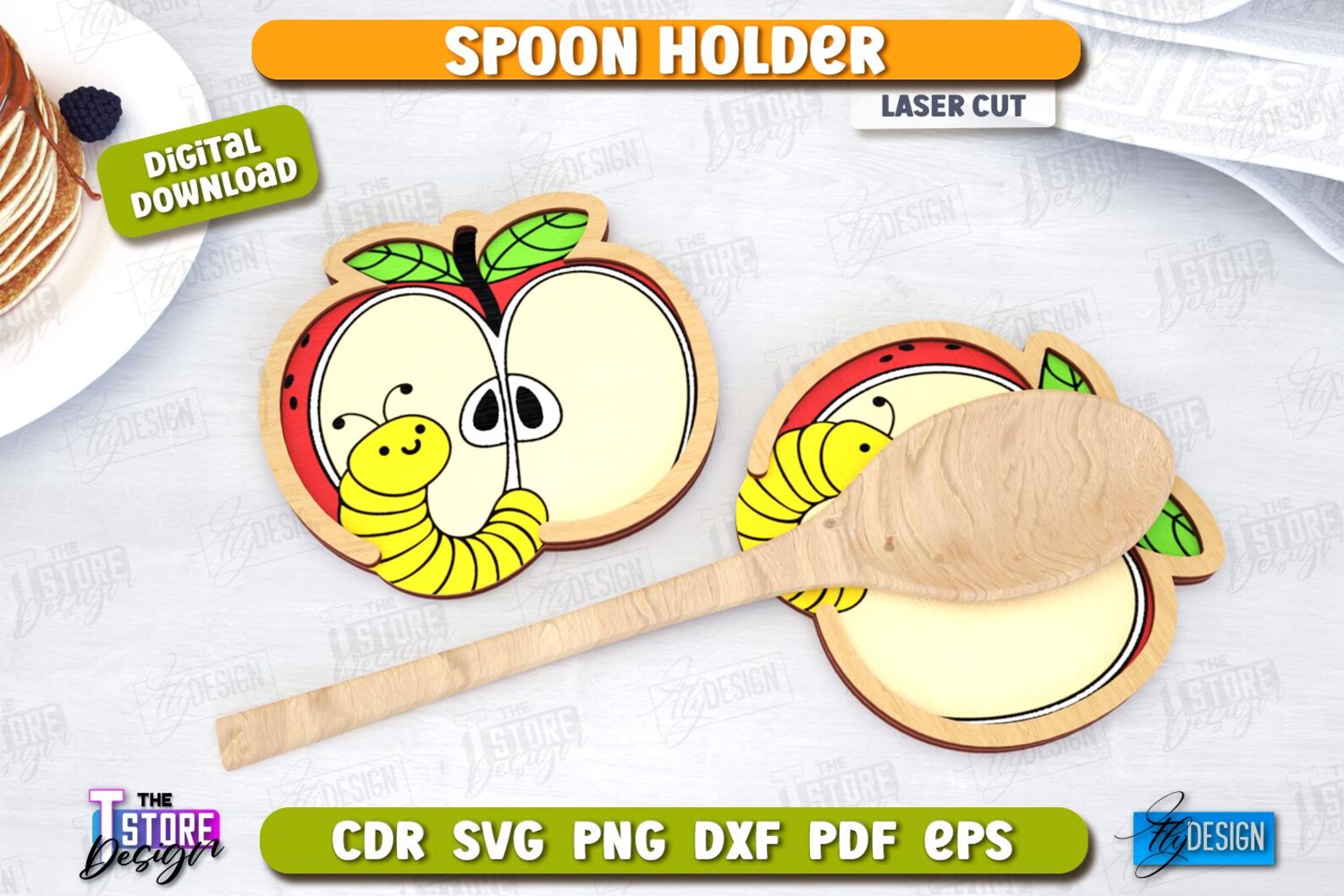 Spoon Holders Laser Cut Bundle, Kitchen Accessories SVG, Spoon Rest ...