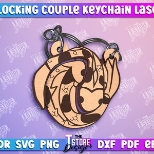 Interlocking Couple Keychain Laser | Wooden Couple Keychain | Matching ...